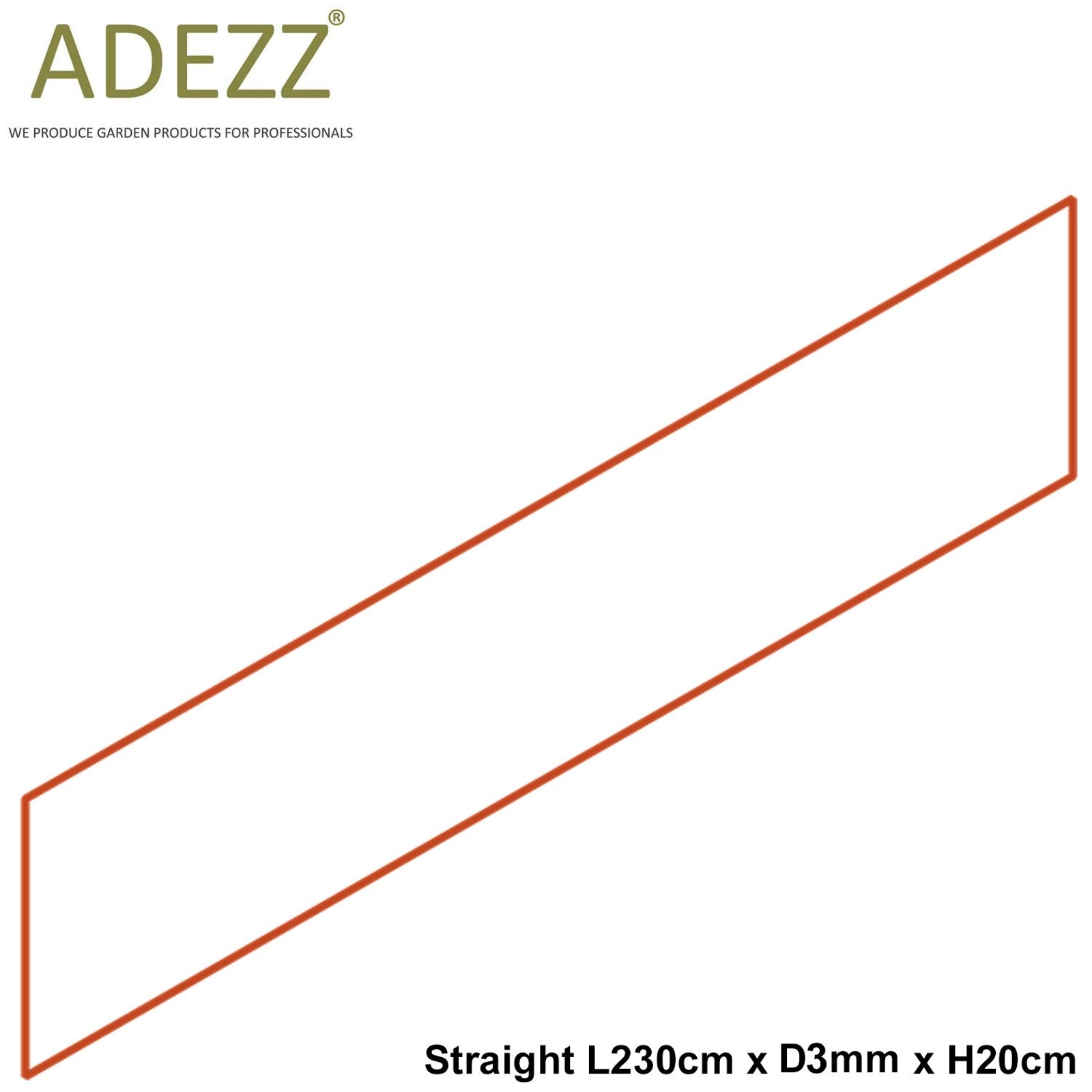 2/3mm STRAIGHT L230cm Corten Steel Edging (5 sizes): L230cm x D3mm x ...