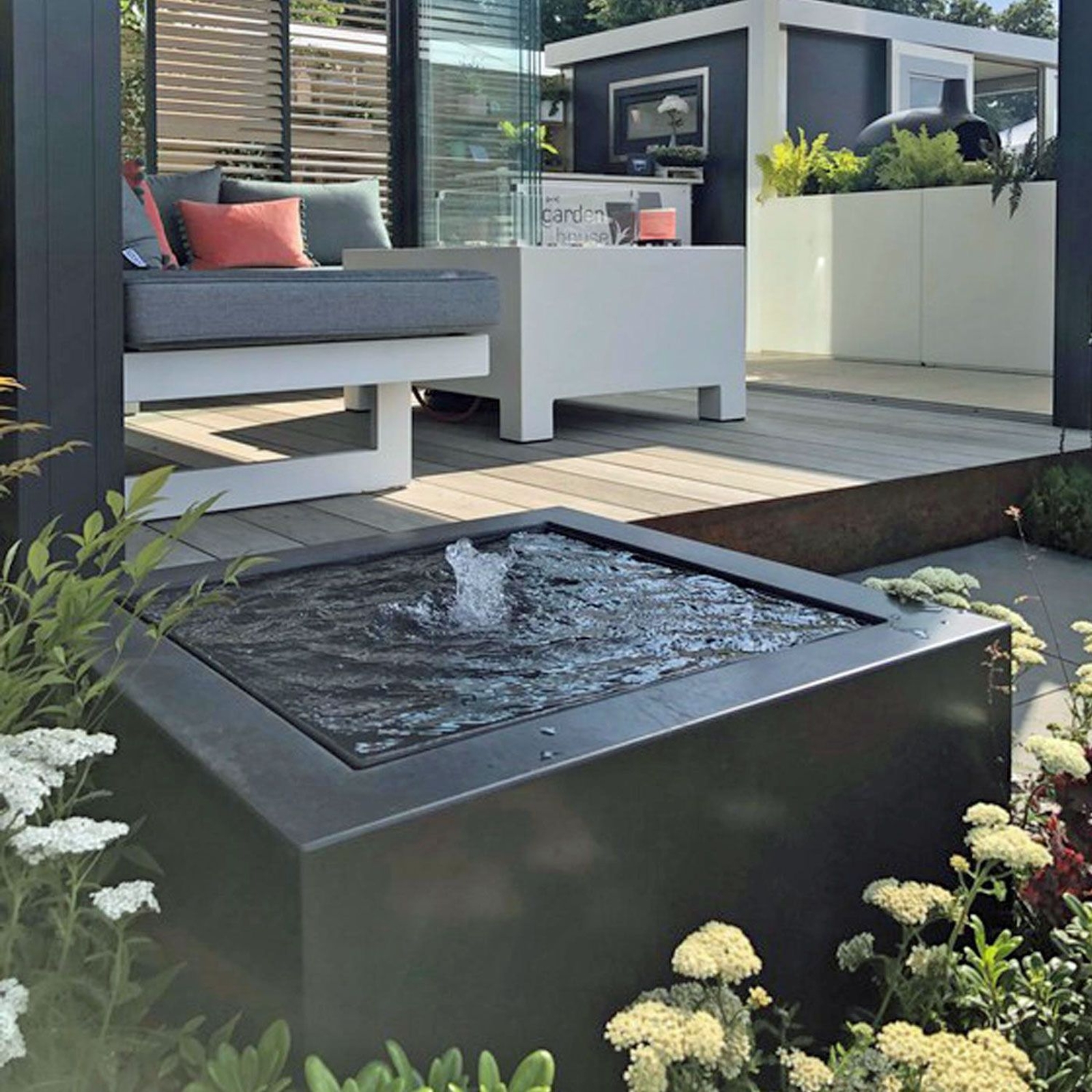 ADEZZ Aluminium Water Table L120cm x D120cm x H40cm (1 Fountain + LED ...