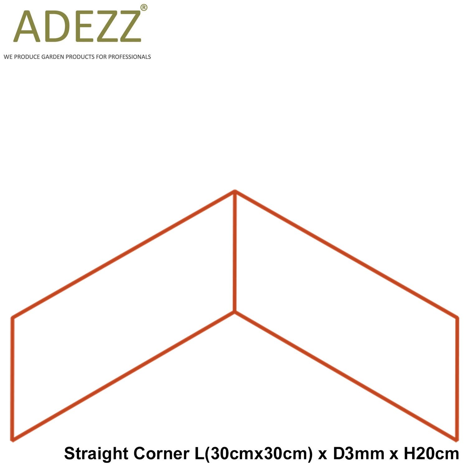 2/3mm STRAIGHT CORNER L(30cmx30cm) Corten Steel Edging (5 sizes) : L ...