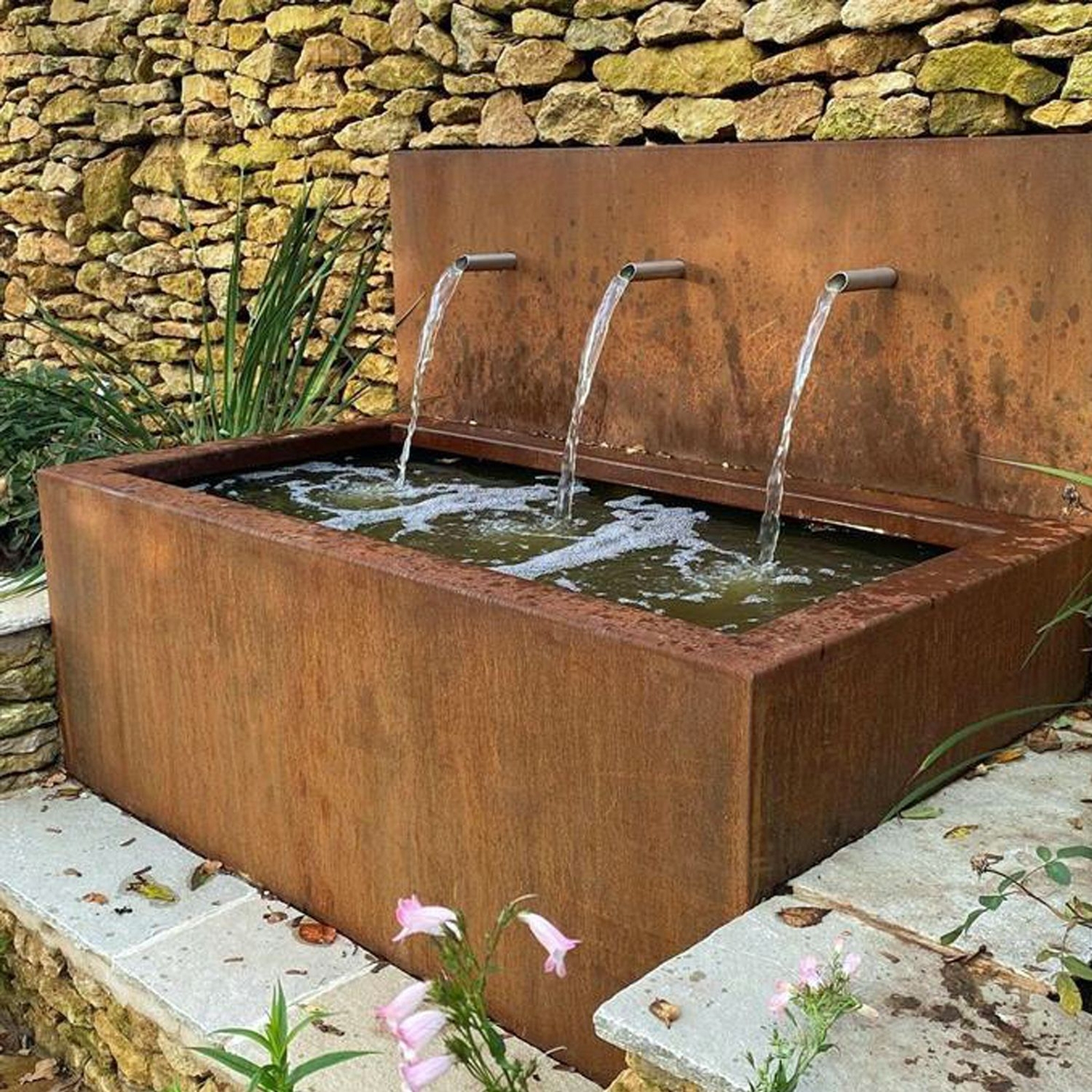 ADEZZ Corten Steel Free Standing Pond Wall and Waterfall (6 sizes ...