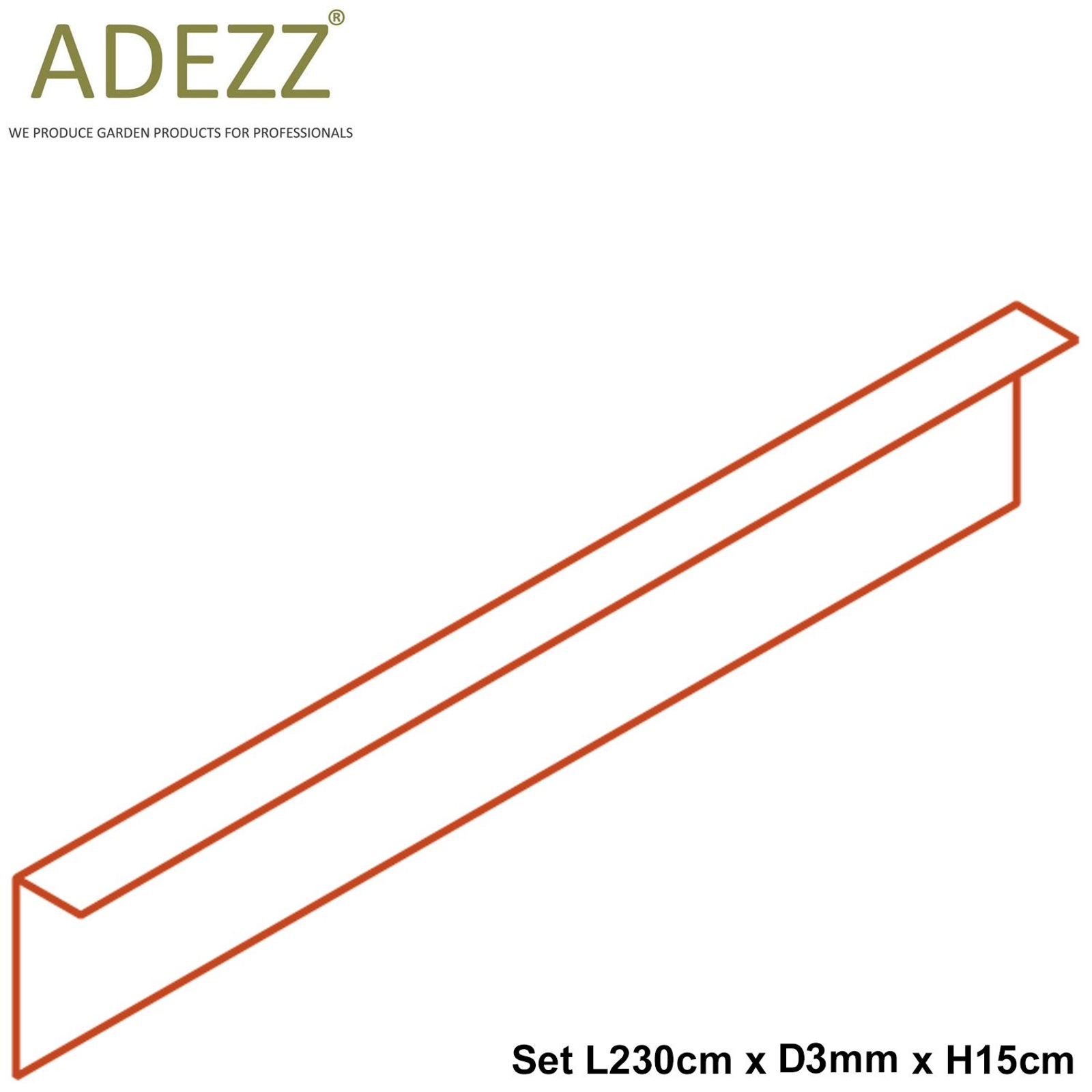 2/3mm SET L230cm Corten Steel Edging (5 sizes): L230cm x D3mm x H15cm ...