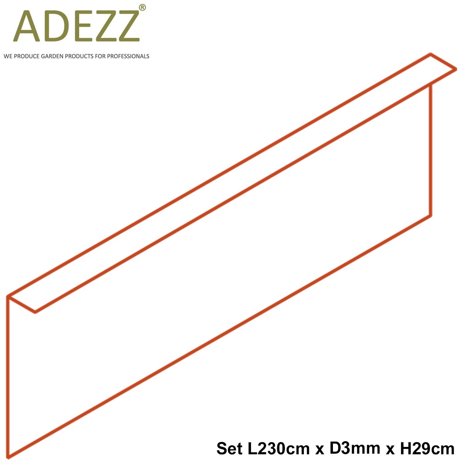 2/3mm SET L230cm Corten Steel Edging (5 sizes): L230cm x D3mm x H29cm ...