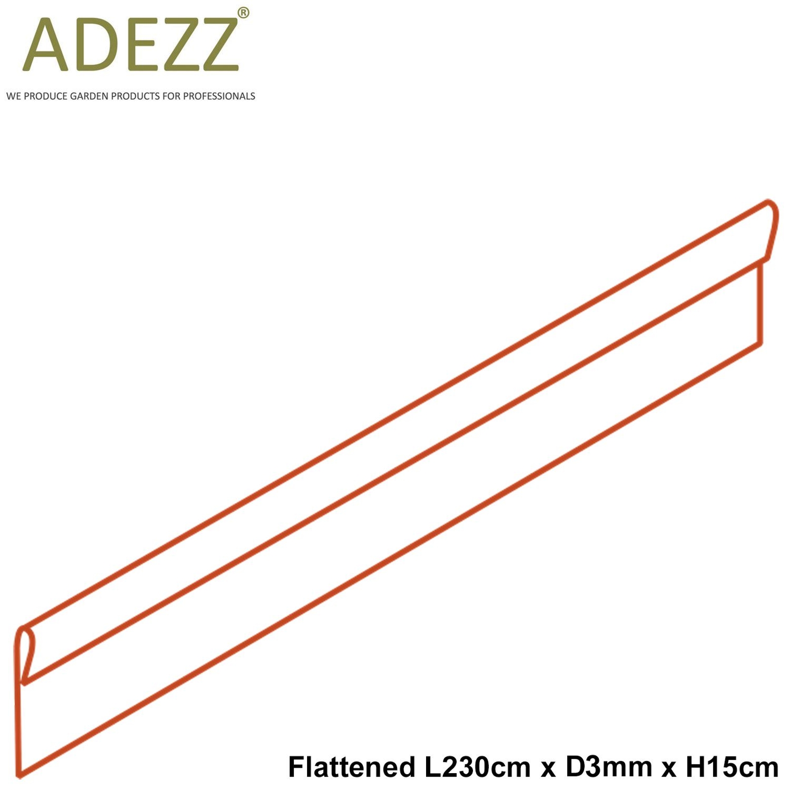 2/3mm FLATTENED L230cm Corten Steel Edging (5 sizes): L230cm x D3mm x ...