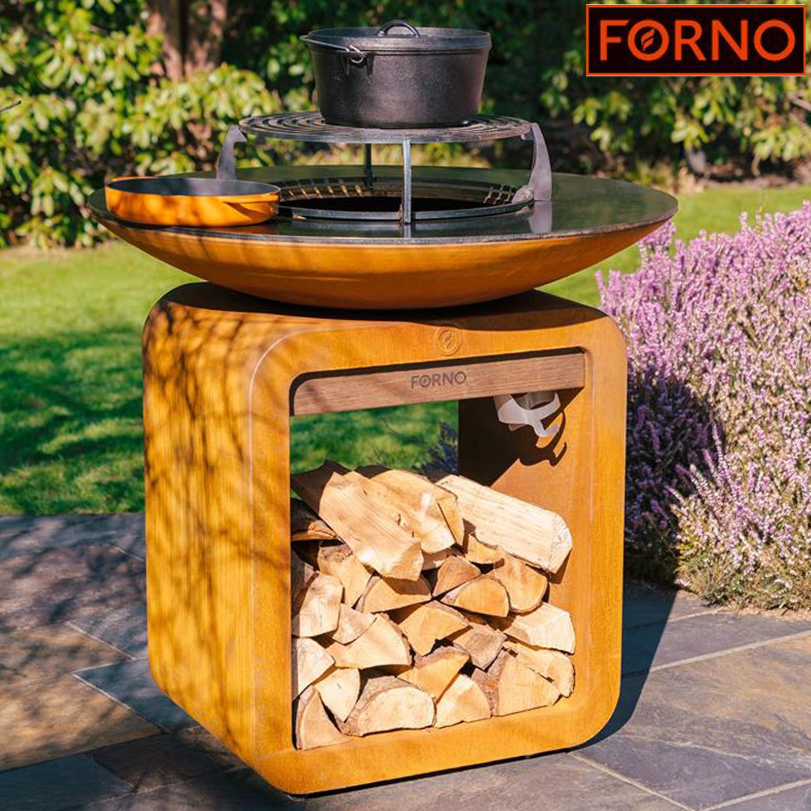 FORNO Corten Steel SEARE Halo with Plancha BBQ Grill D100.5cm x H100cm ...