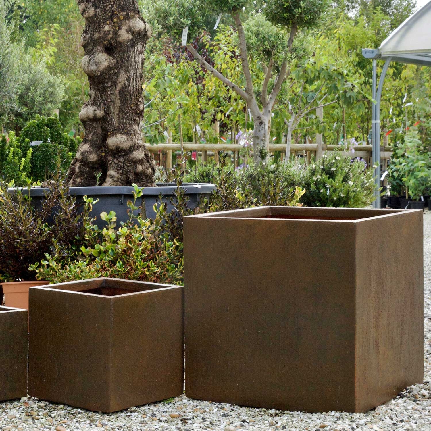 Stonelite Faux Corten Steel Square Planter (2 sizes 40cm/50cm): L50cm x ...