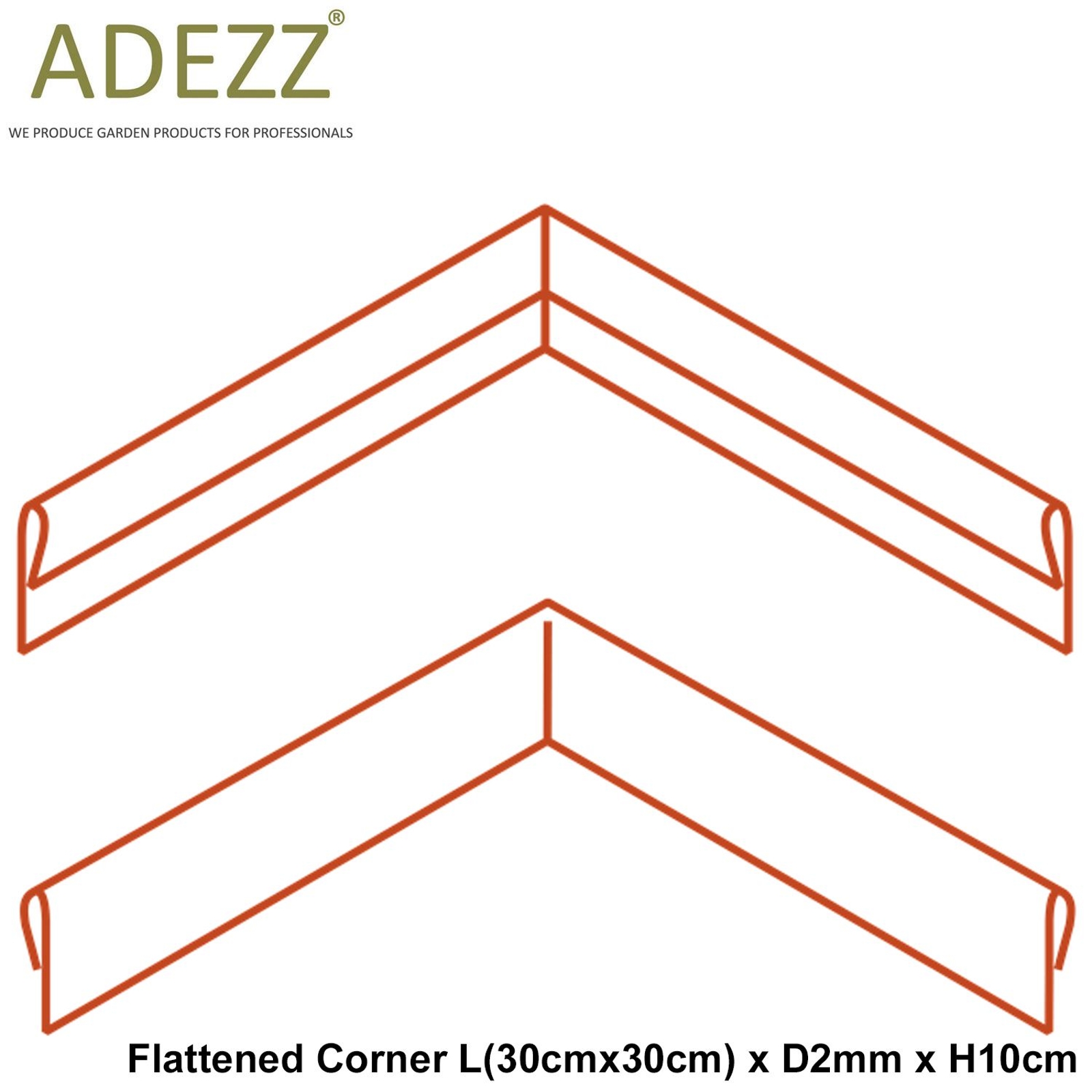 2/3mm FLATTENED CORNER L(30cmx30cm) Corten Steel Edging (5 sizes) - CP ...