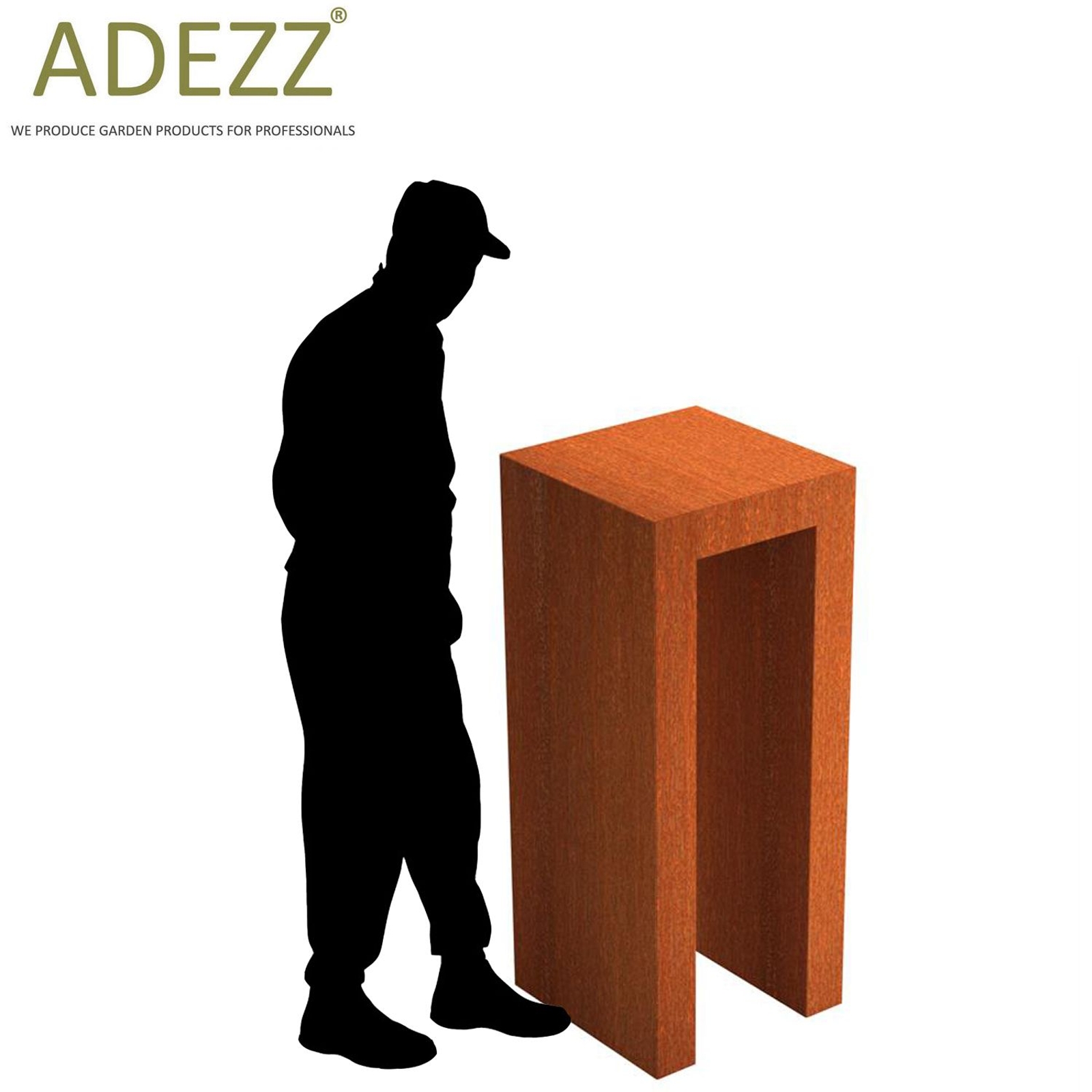 ADEZZ Corten Steel U-Block Garden Pedestal (9 sizes): L50cm x D50cm x ...