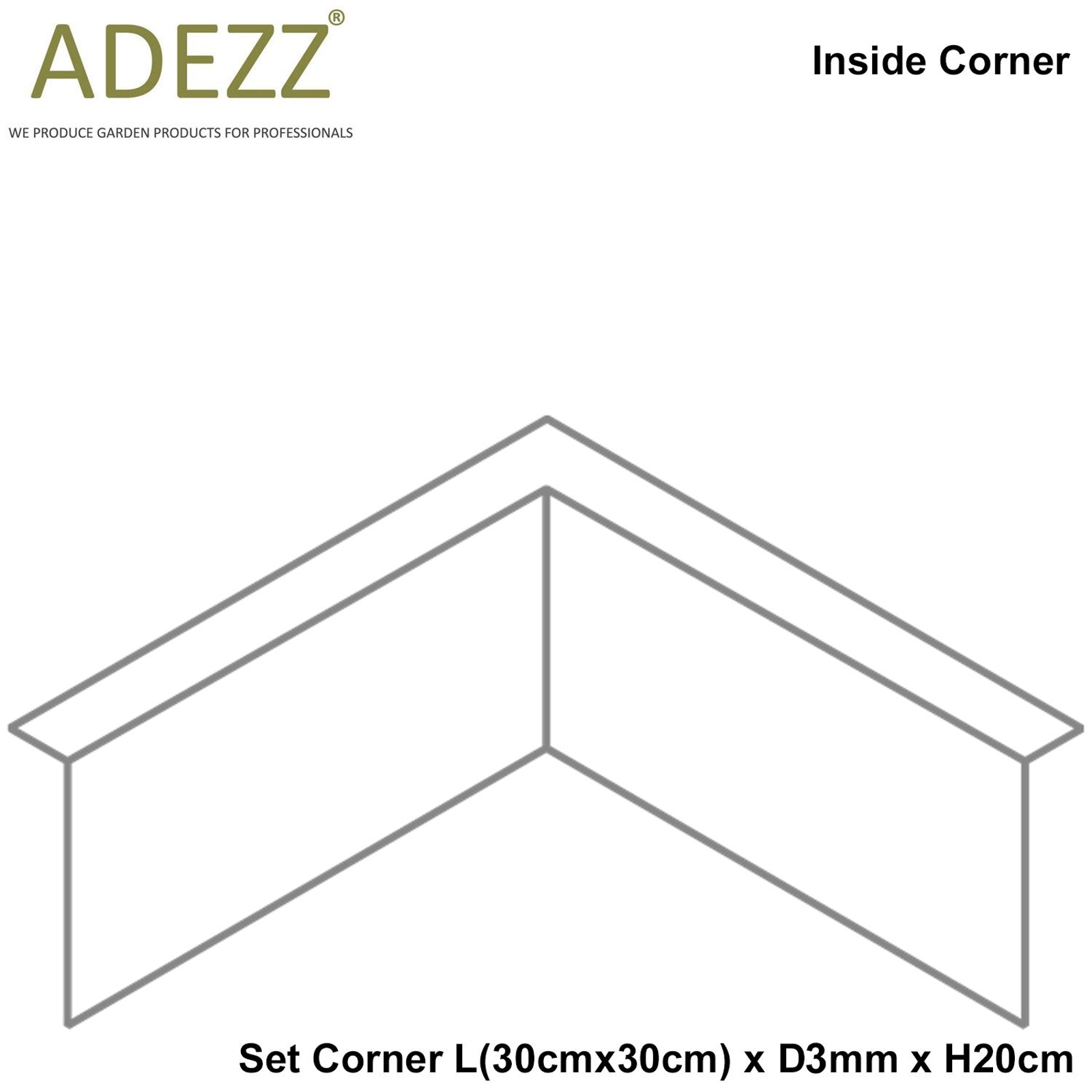 2/3mm SET CORNER L(30cmx30cm) Galvanized Steel Edging (5 sizes ...