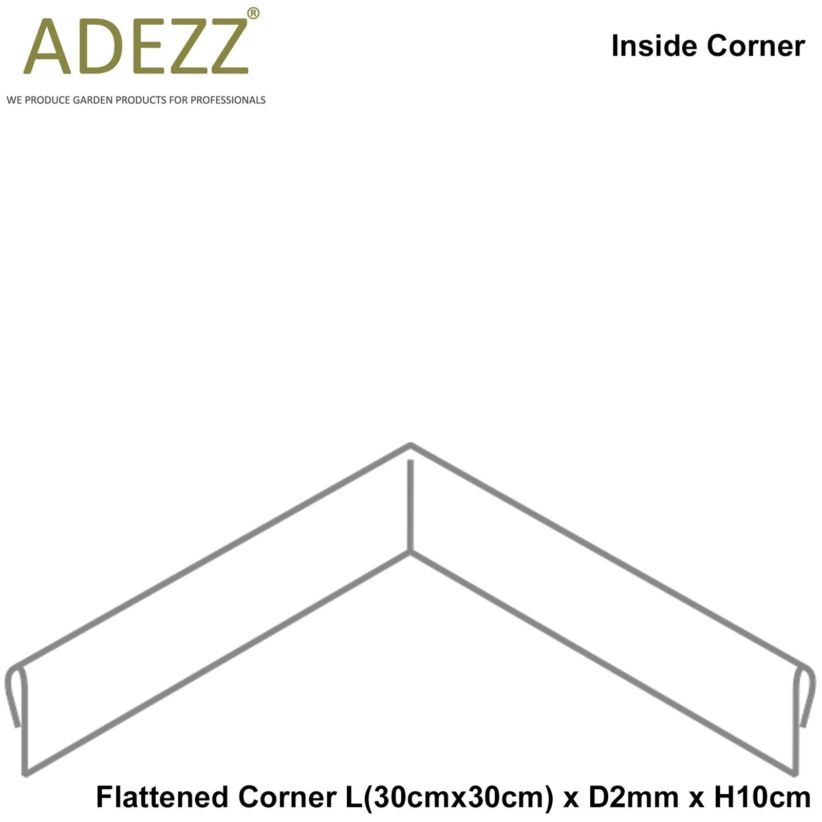 2/3mm FLATTENED CORNER L(30cmx30cm) Galvanized Steel Edging (5 sizes ...