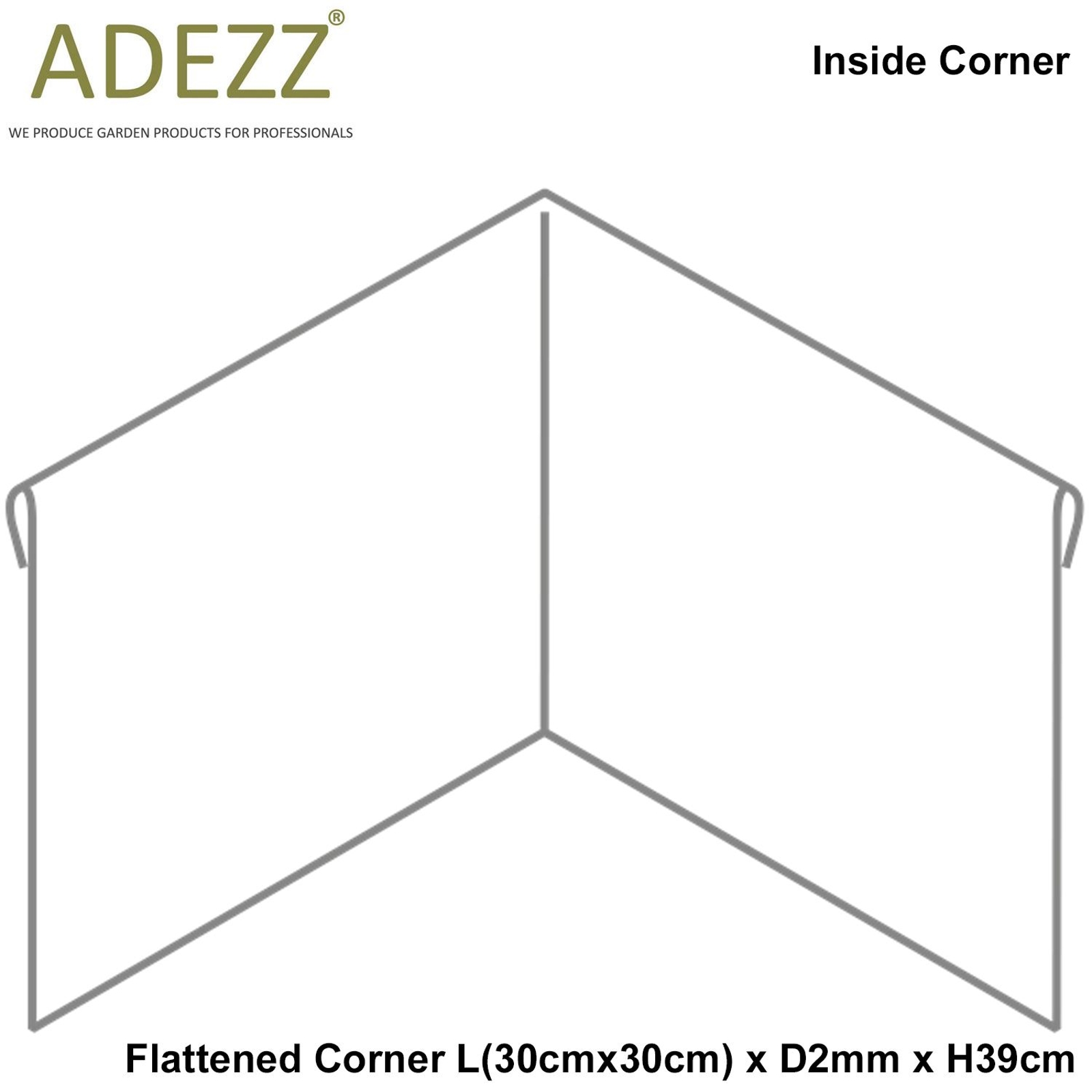 2/3mm FLATTENED CORNER L(30cmx30cm) Galvanized Steel Edging (5 sizes ...