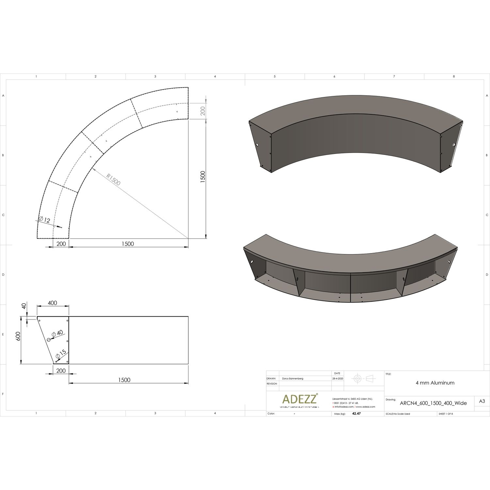 ADEZZ Aluminium Wide Top Inside Radius Retaining Wall (L100cm/150cm ...