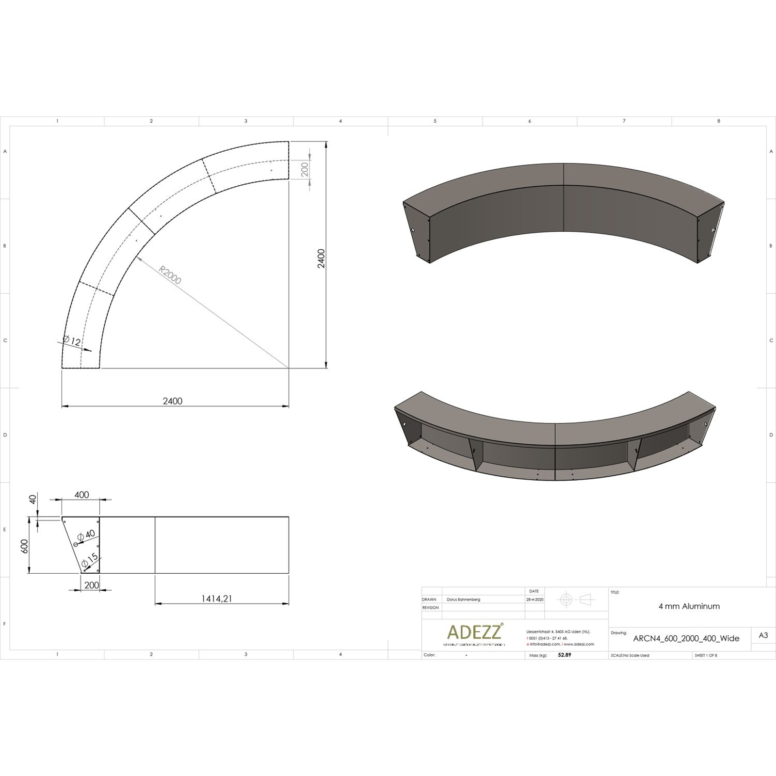 ADEZZ Aluminium Wide Top Inside Radius Retaining Wall (L100cm/150cm ...