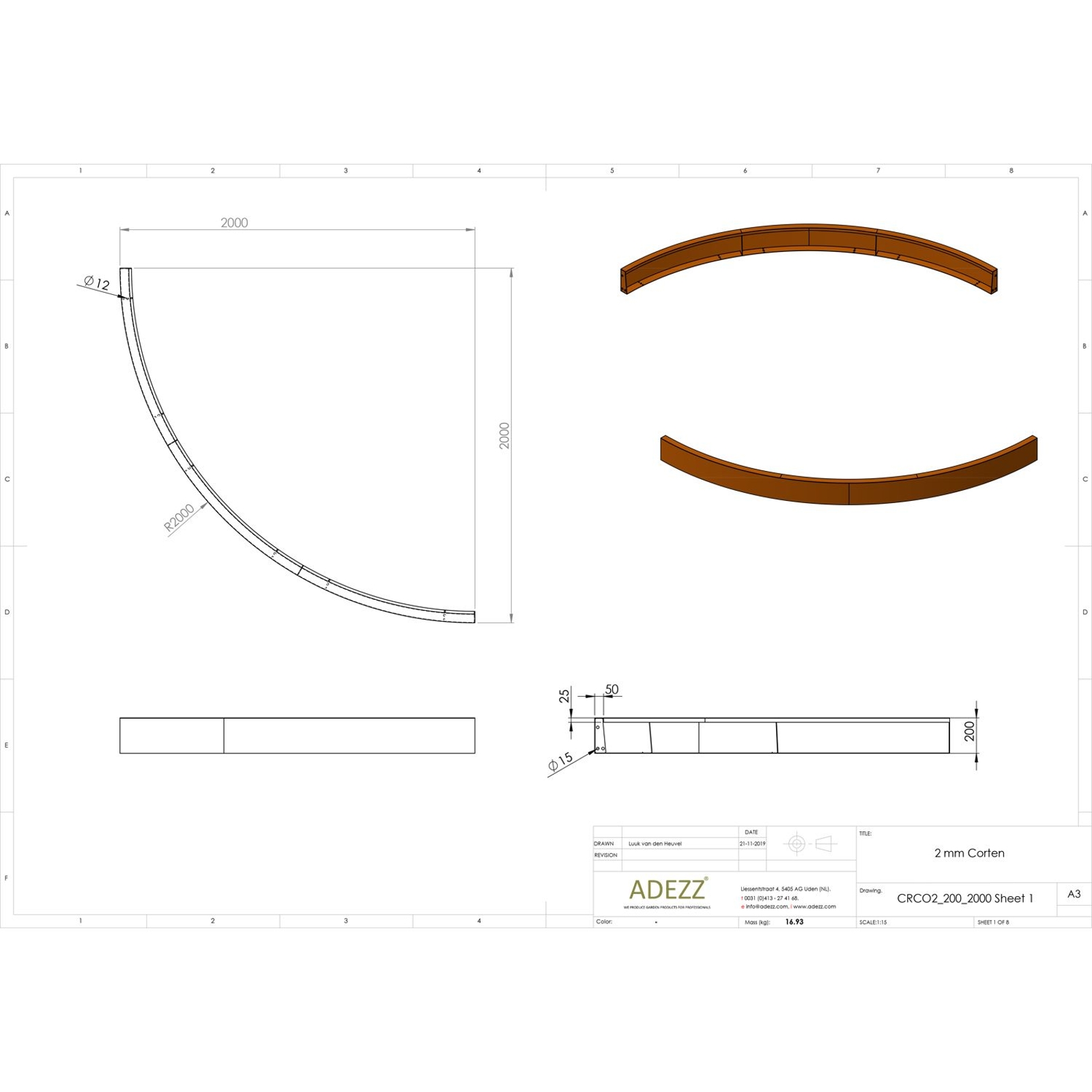 ADEZZ Corten Steel Outside Radius Retaining Wall (L50cm/100cm/150cm ...