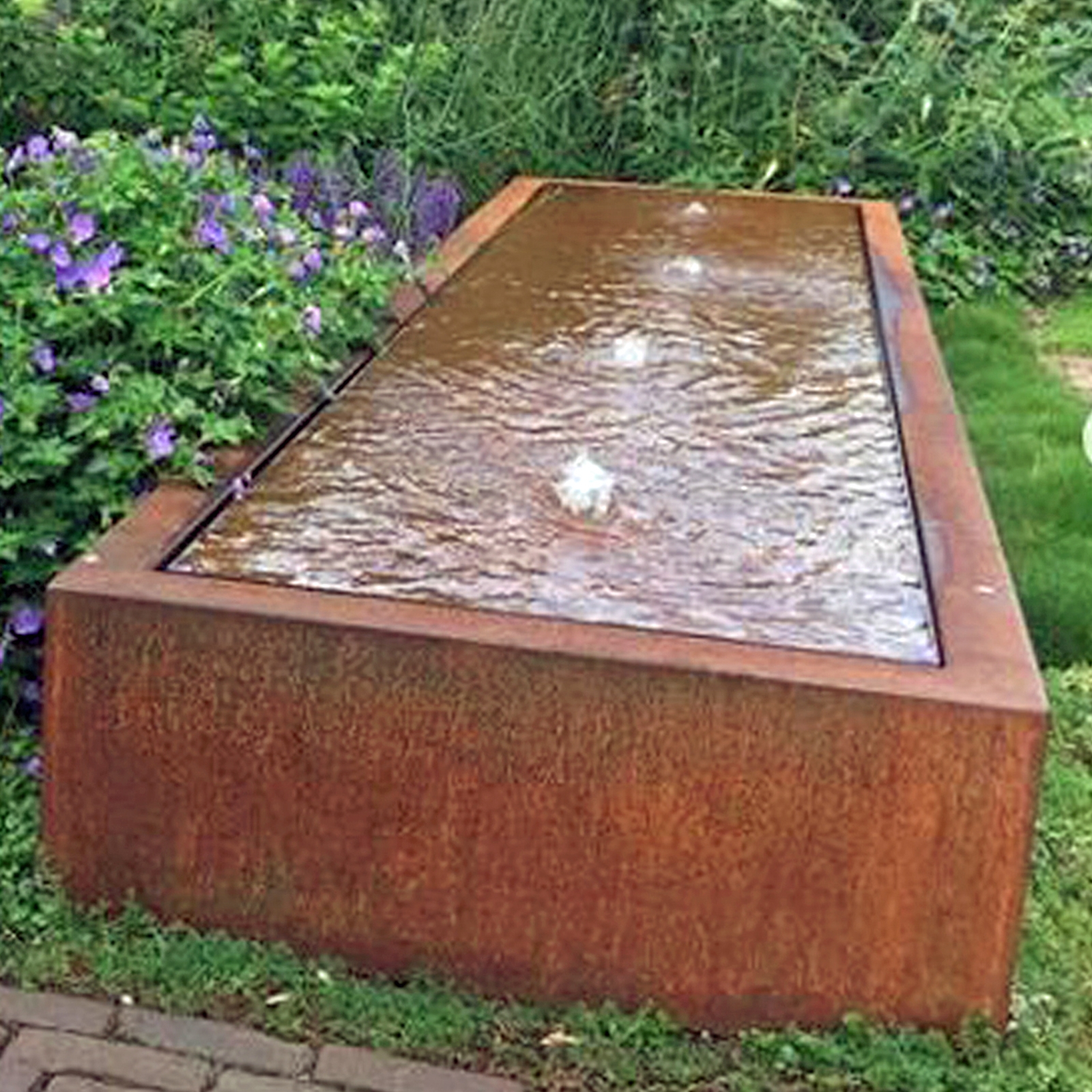 ADEZZ Corten Steel Water Table L400cm x D100cm x H40cm (4 Fountains ...