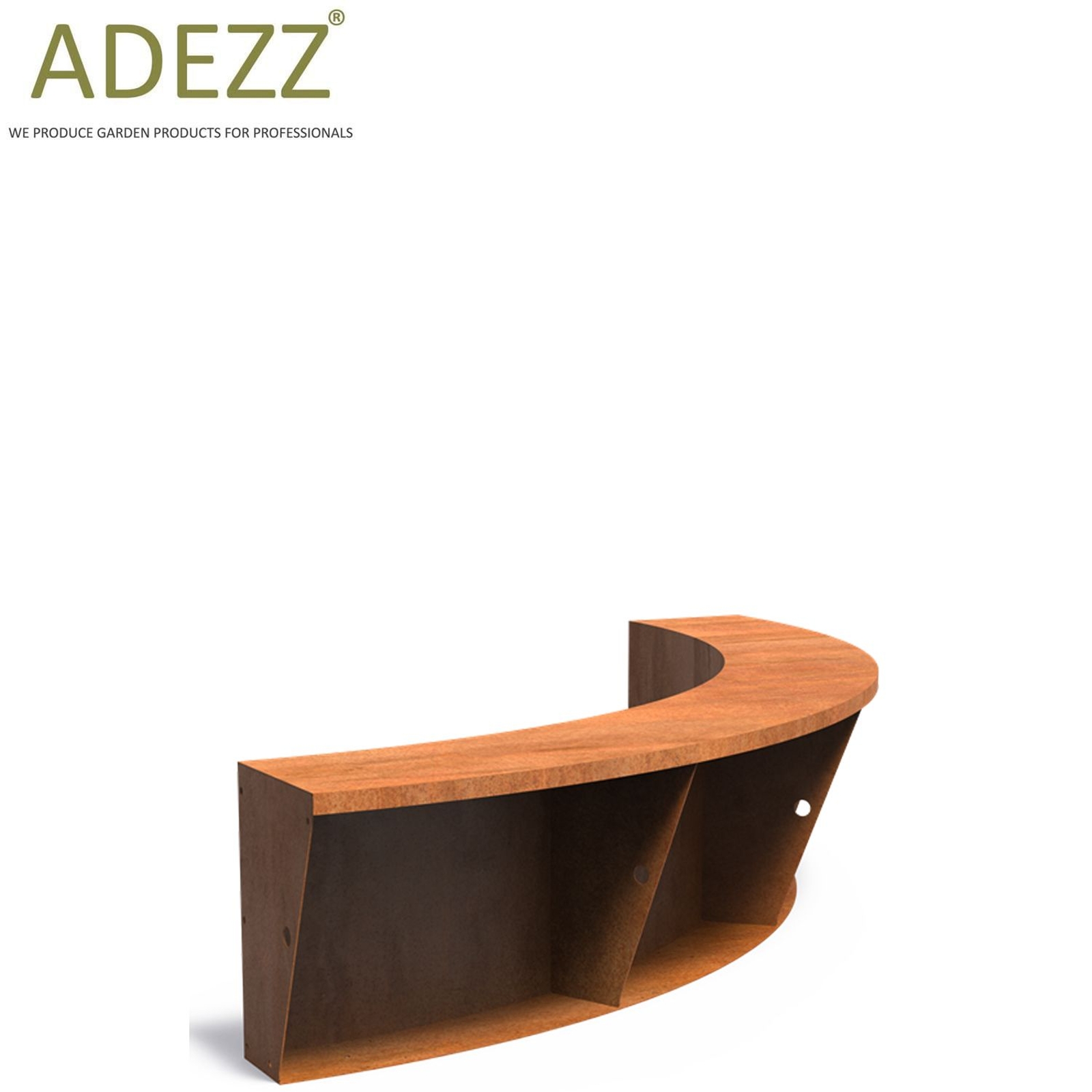 ADEZZ Corten Steel Wide Top Inside Radius Retaining Wall (L100cm/150cm ...