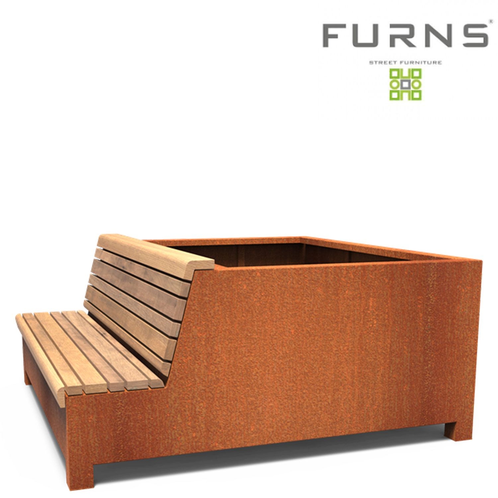 FURNS Corten Steel High One-Sided Seat Greenpoint L200cm x D200cm x ...