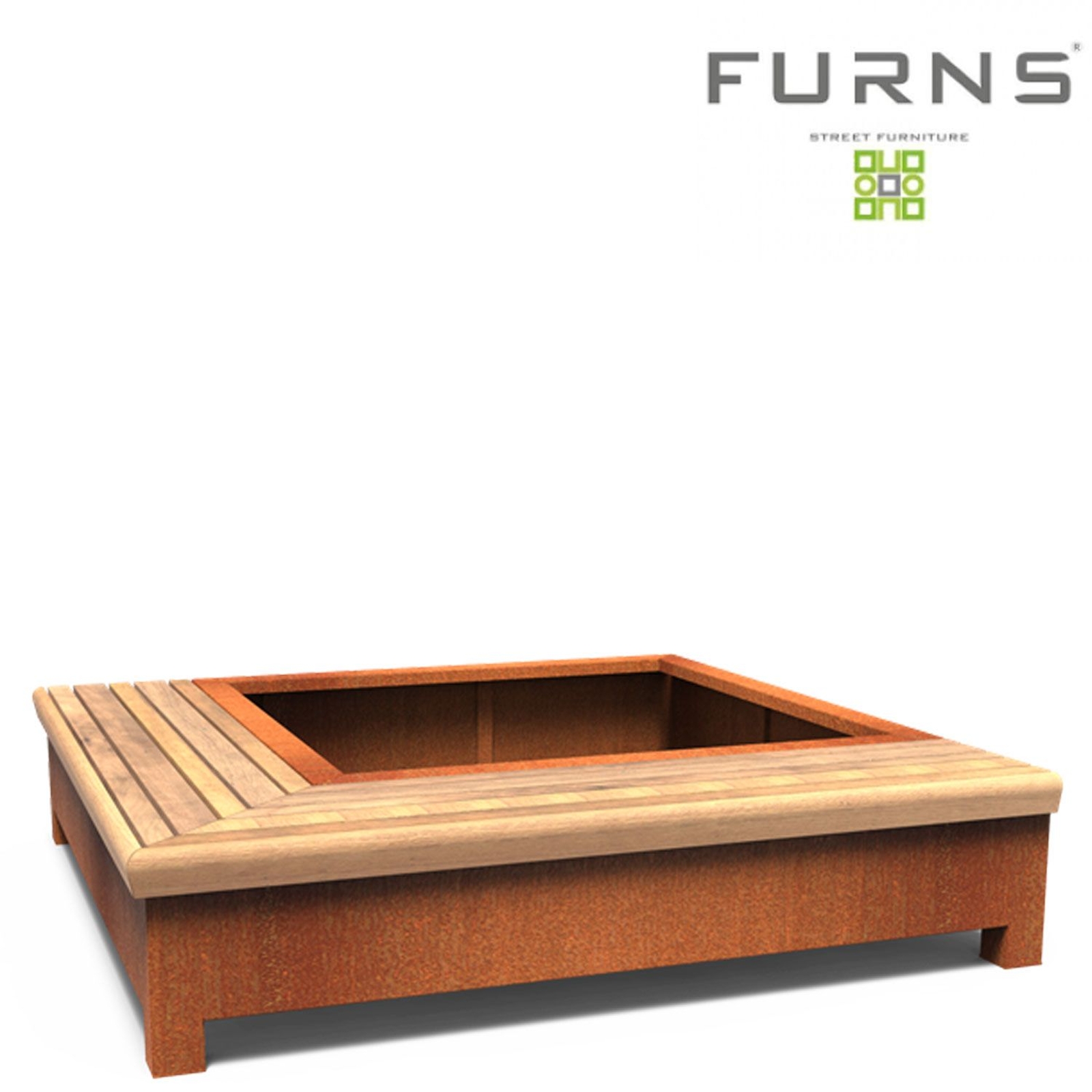 FURNS Corten Steel Low Corner Seat Greenpoint L200cm x D200cm x H45cm ...