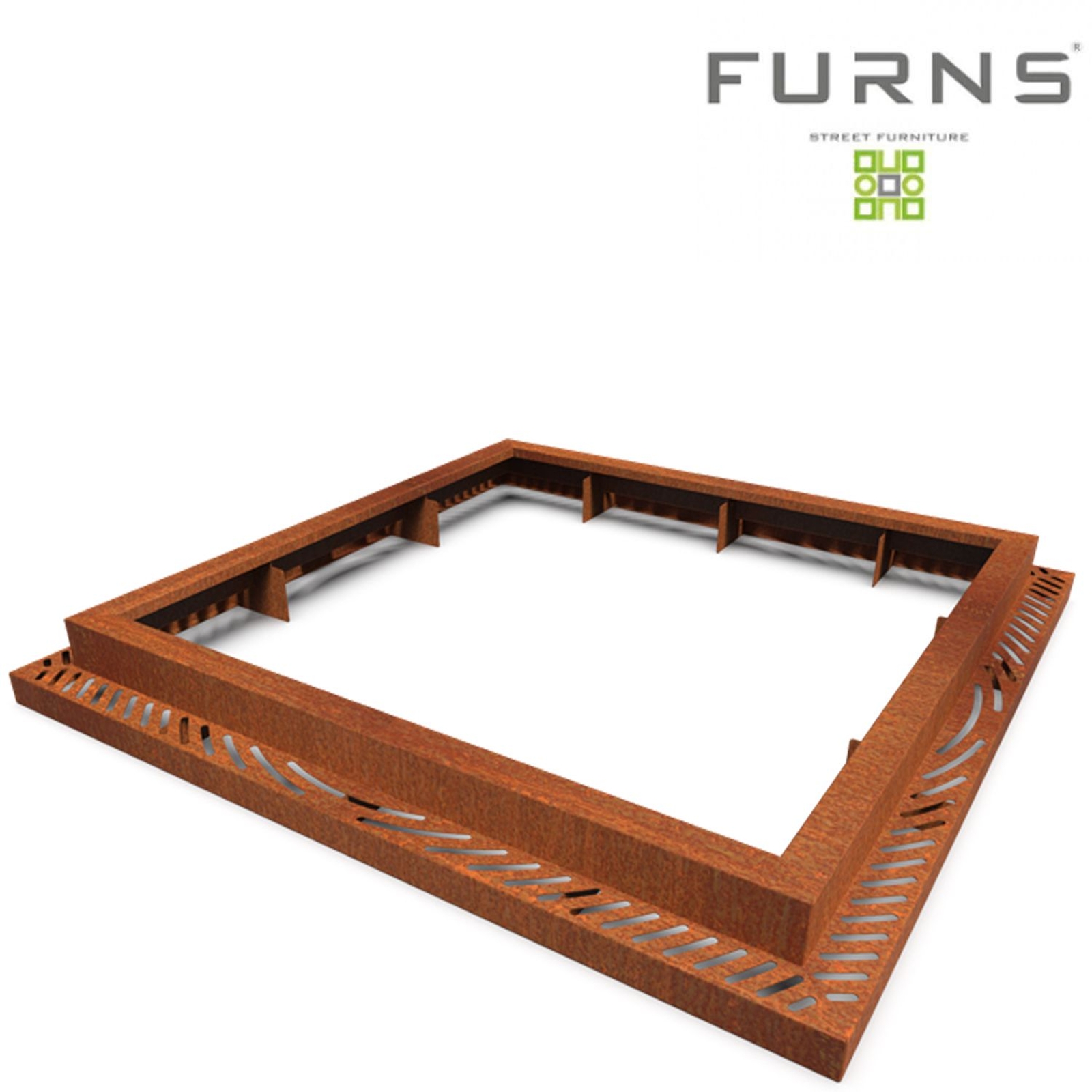 FURNS Corten Steel Square Ripple Tree Pit with Water Drain (5 sizes ...