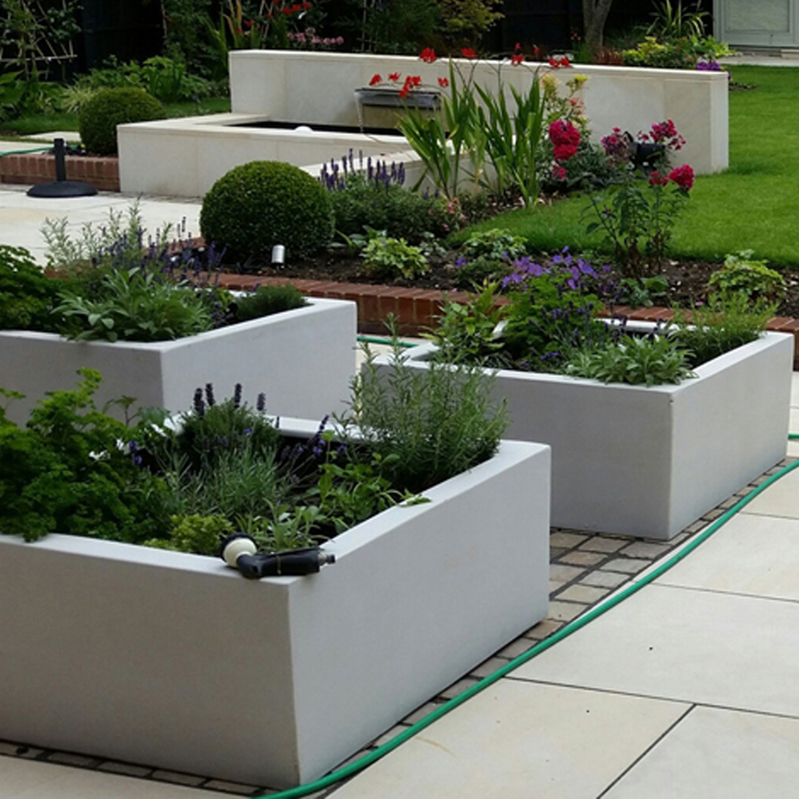 White Resin Pitted Low Square Planter L85cm x D85cm x H60cm - LSP ...